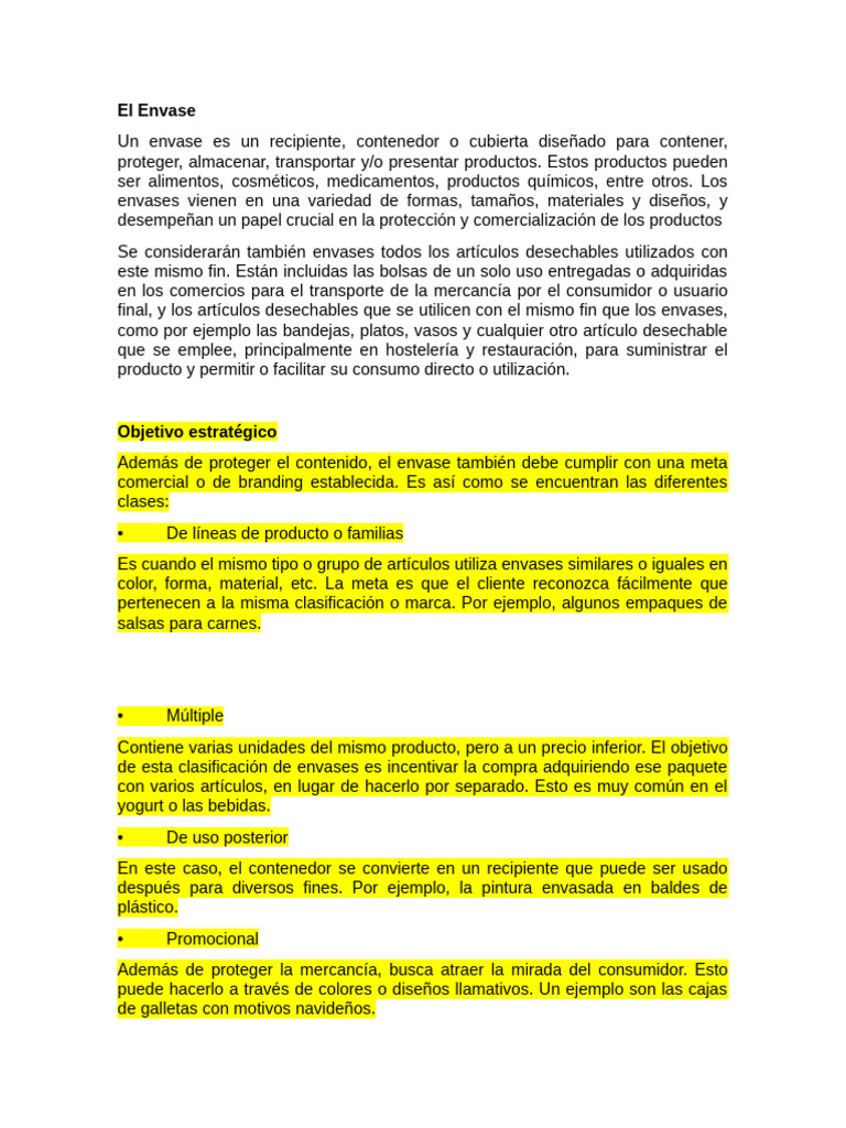 QUE ES EL ENVASE Y SUS TIPOS | PDF