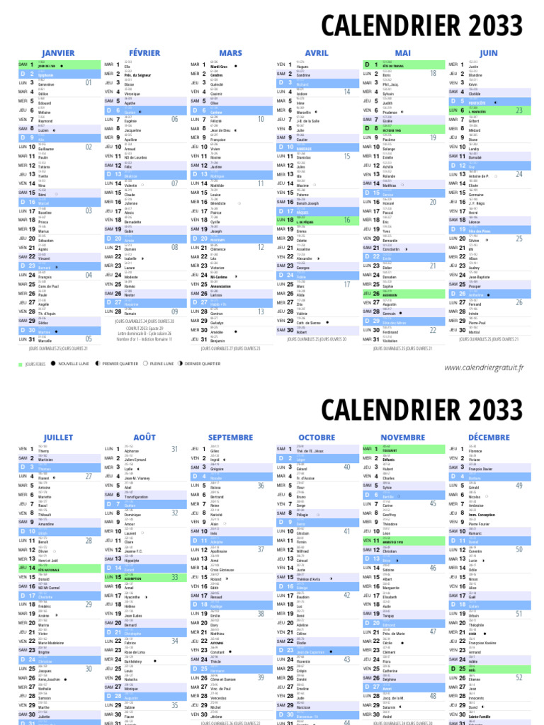 Calendrier 2033 | PDF