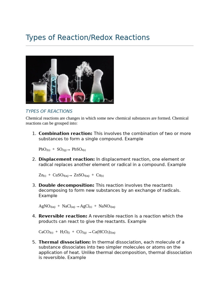 Types of Reaction | PDF