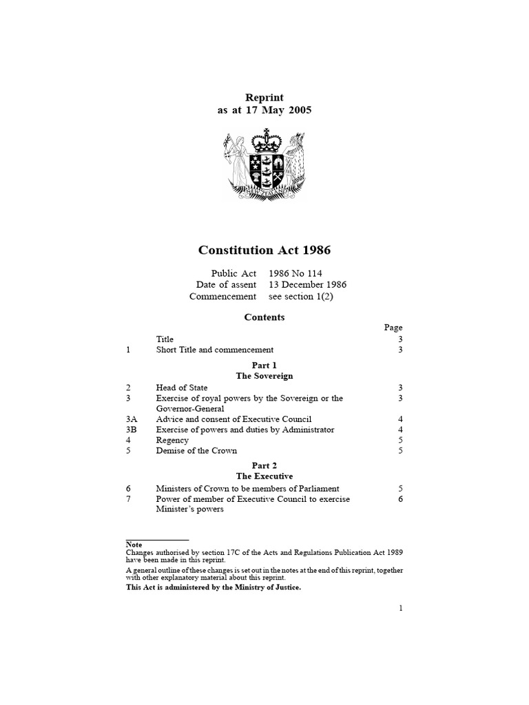 Constitution Act 1986 | PDF | Oath Of Office | Parliament Of The United ...