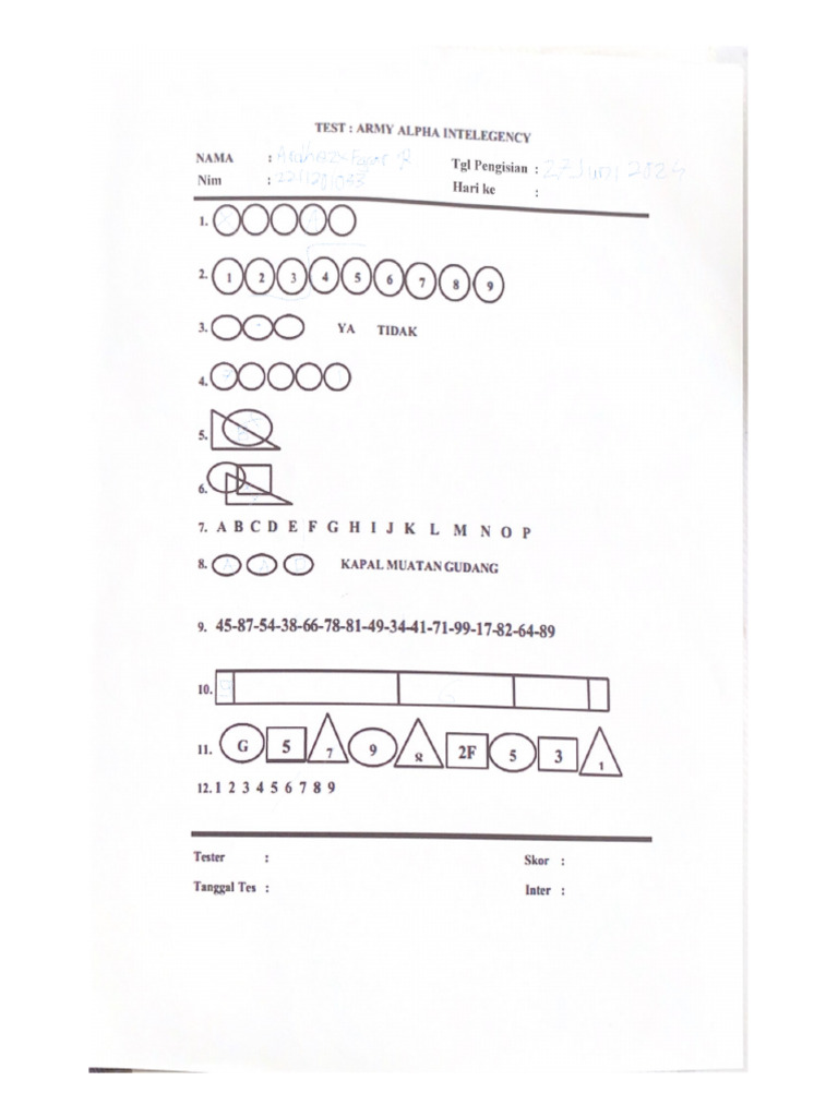 Test Army Alpha Intelegency | PDF