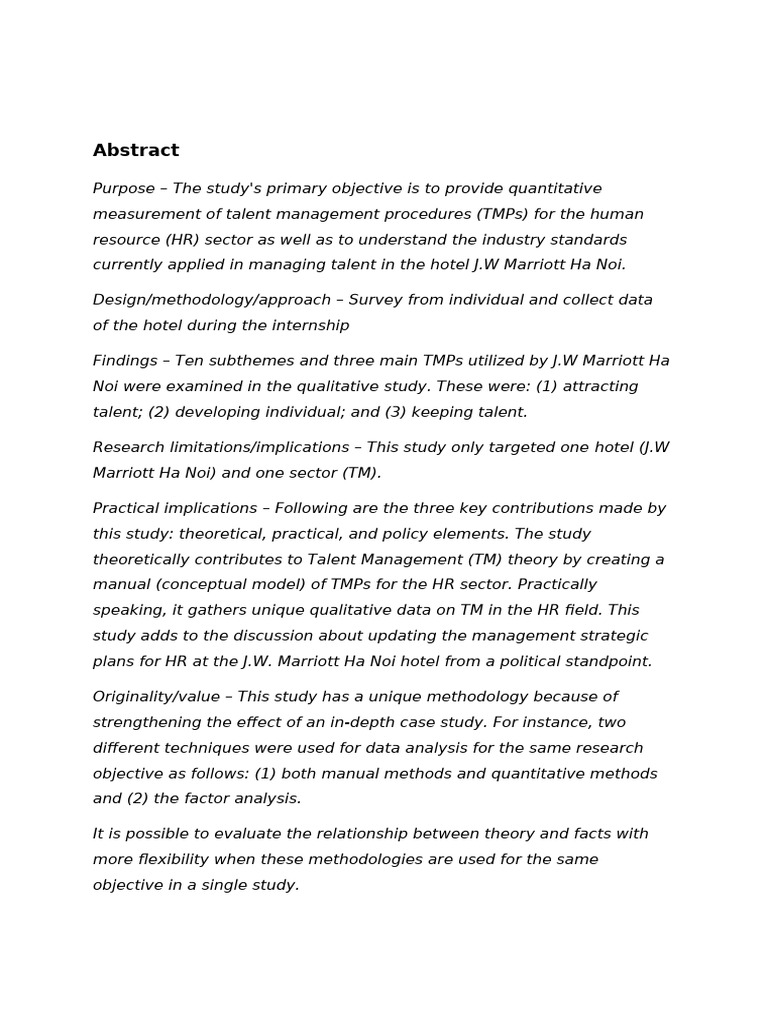 Human Resource Management at The JW Marriott Hanoi Hotel | PDF