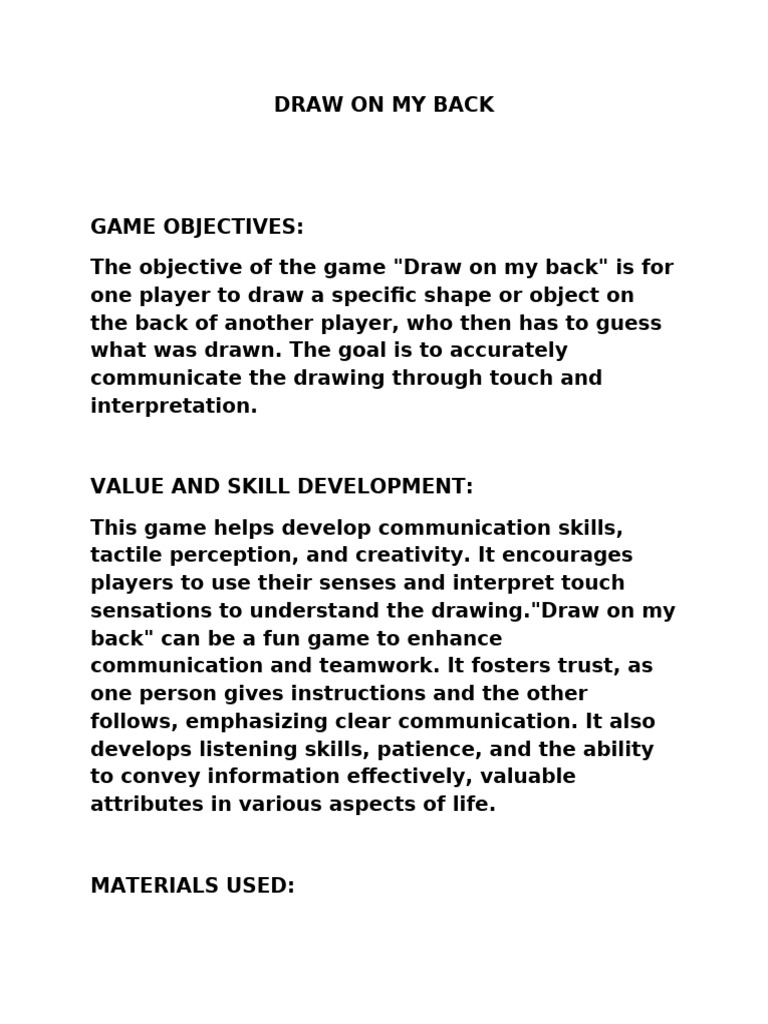 Draw On My Back | PDF