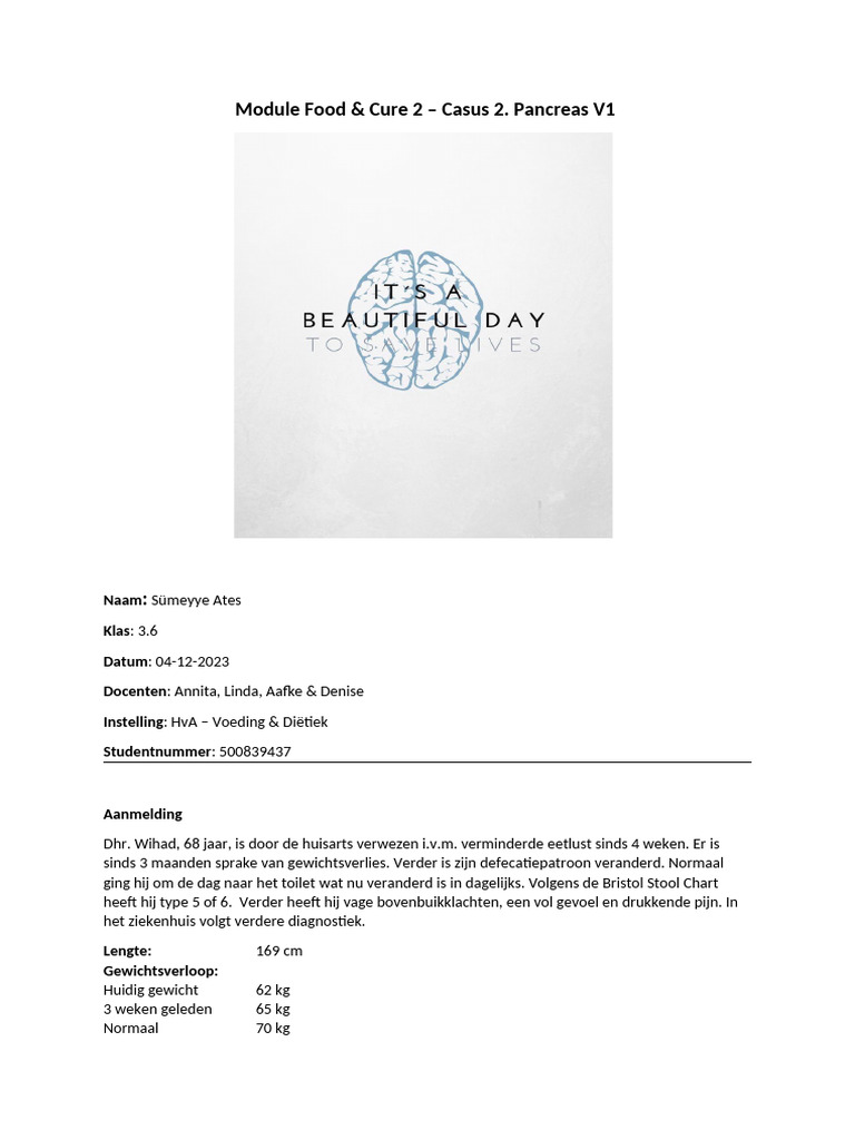 SEM5 2023-2024 Casus 2 Pancreas | PDF