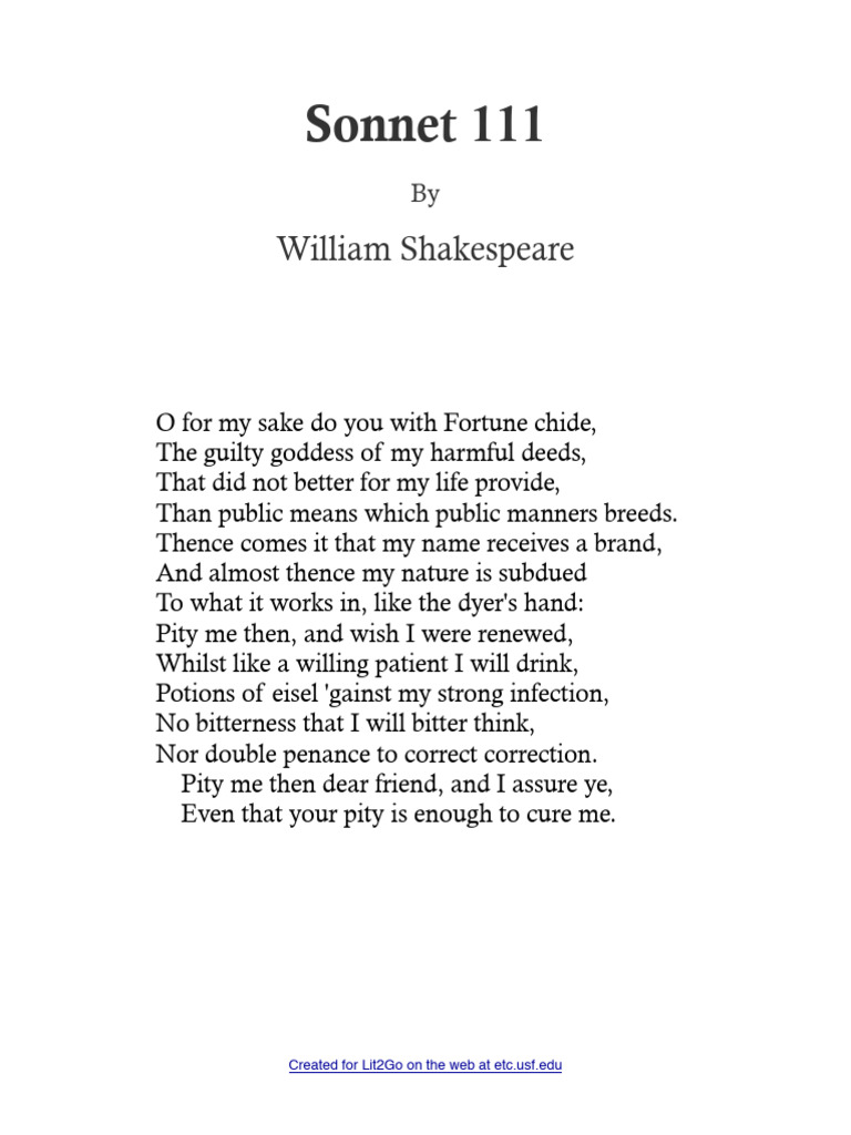 The Sonnets 111 Sonnet 111 | PDF