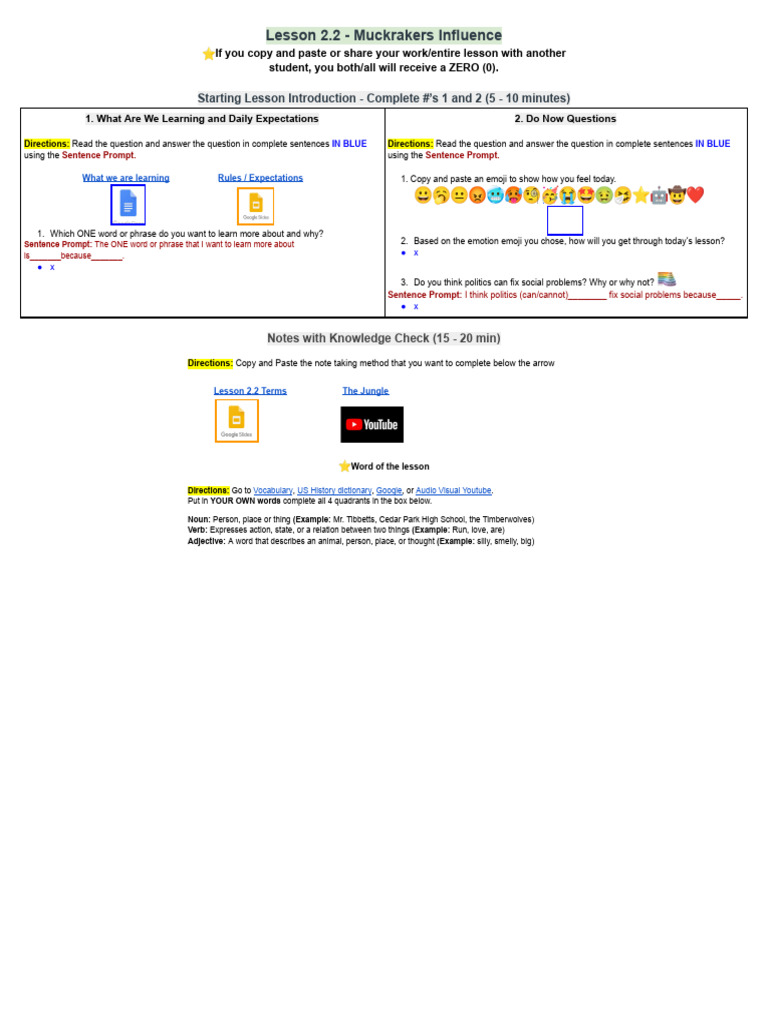 Lesson 2.2 (ES) - Muckrakers Influence | PDF