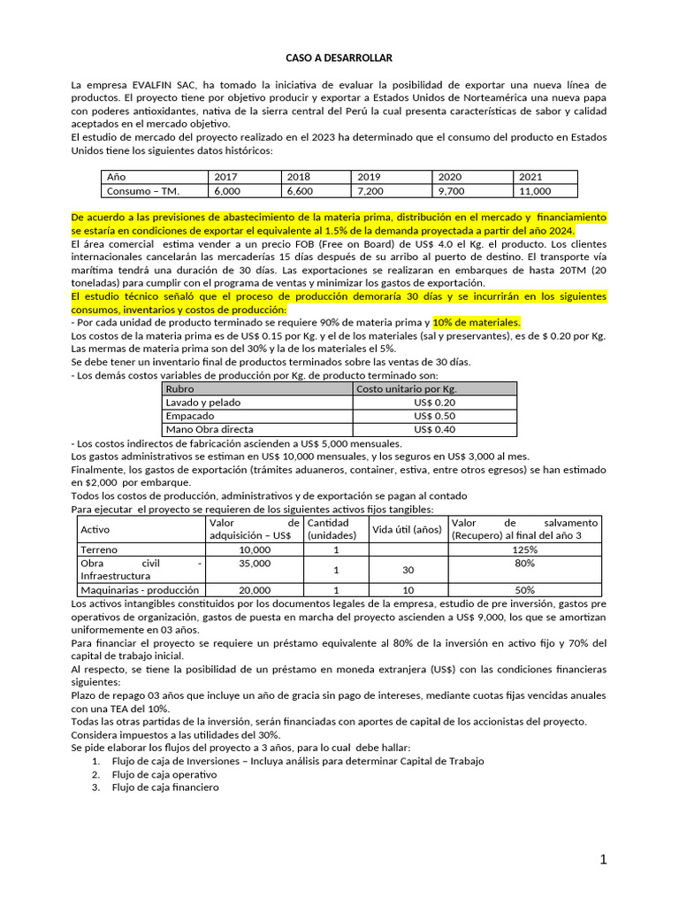 CASO EVALFIN SAC - Enunciado Sin WACC - COK | PDF