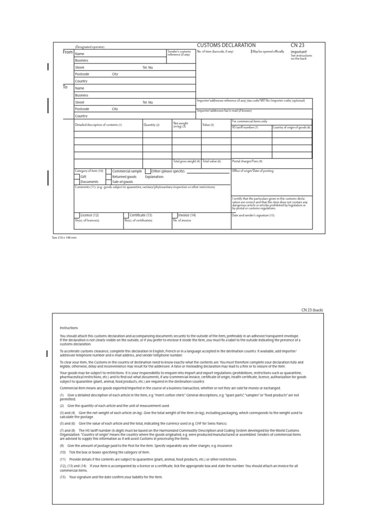 Customs-declaration-form-cn23 | PDF