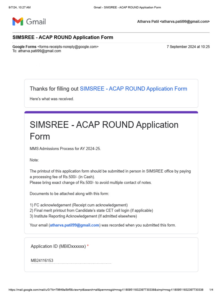 Gmail - Simsree - Acap Round Application Form | PDF