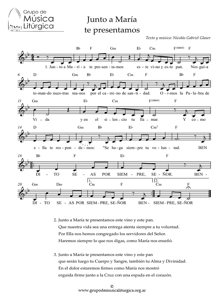 Junto A María Te Presentamos (Simple) - Partitura Completa | PDF