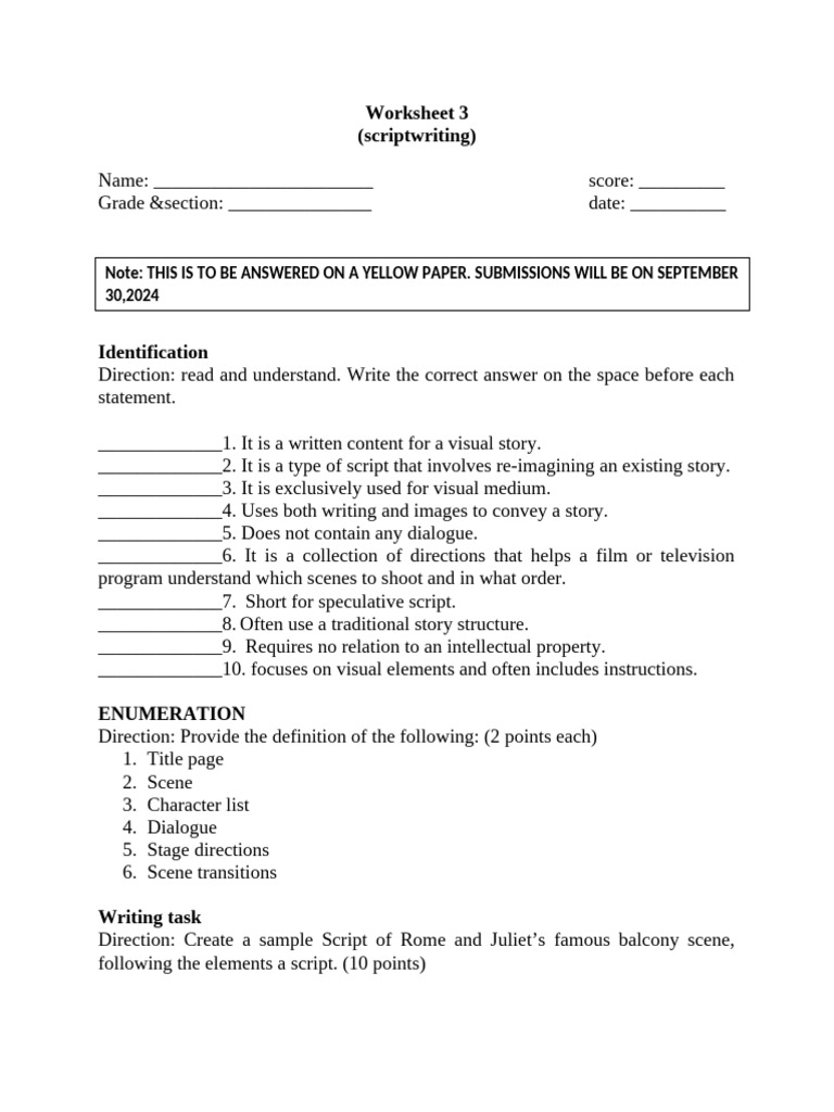 Worksheet 3 - Script | PDF