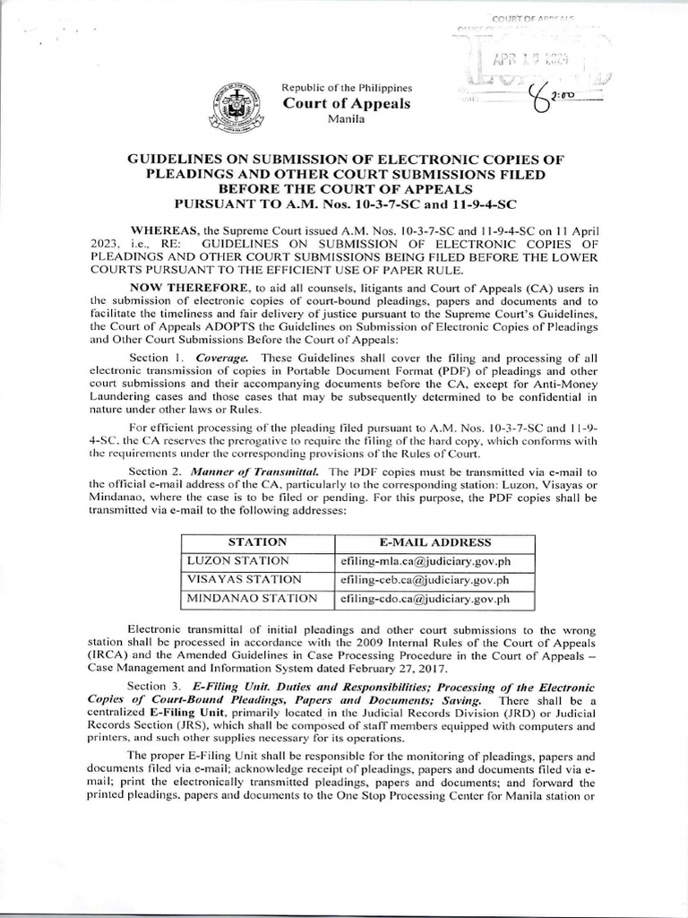 CA EFilingGuidelines | PDF