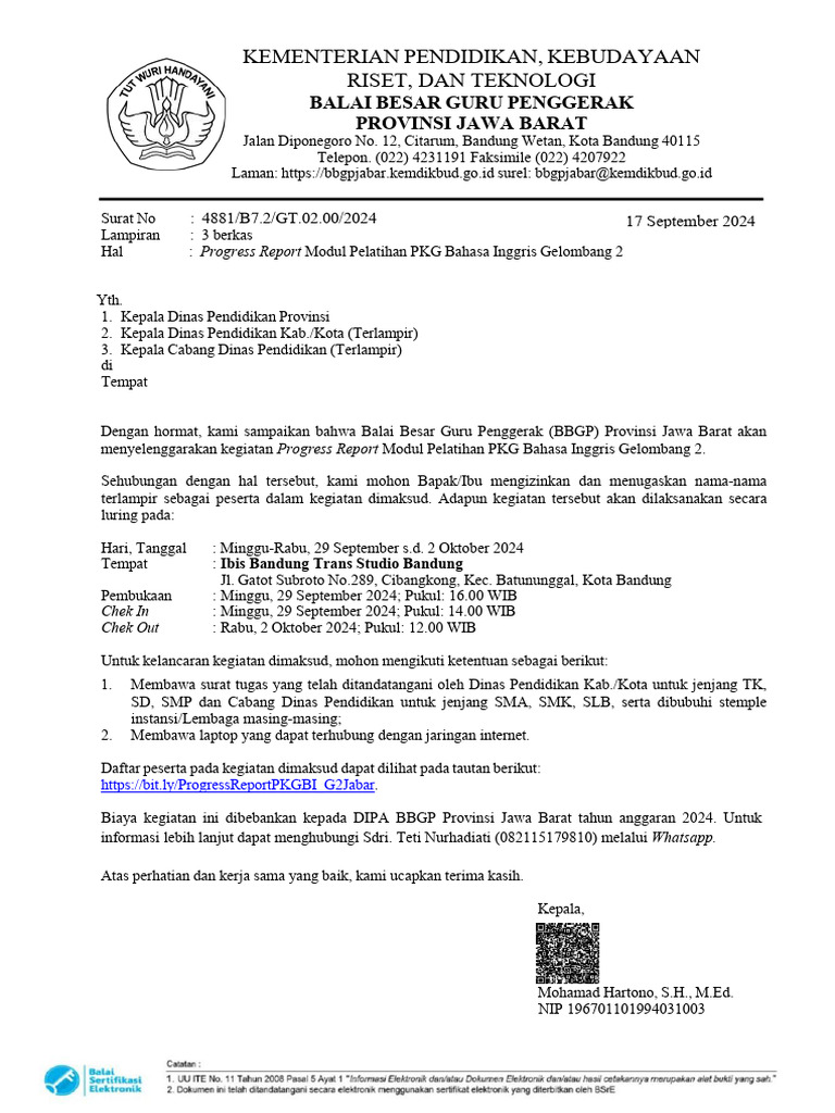 Surat Undangan Peserta PKGBI Ibis Gel 2-Rev | PDF