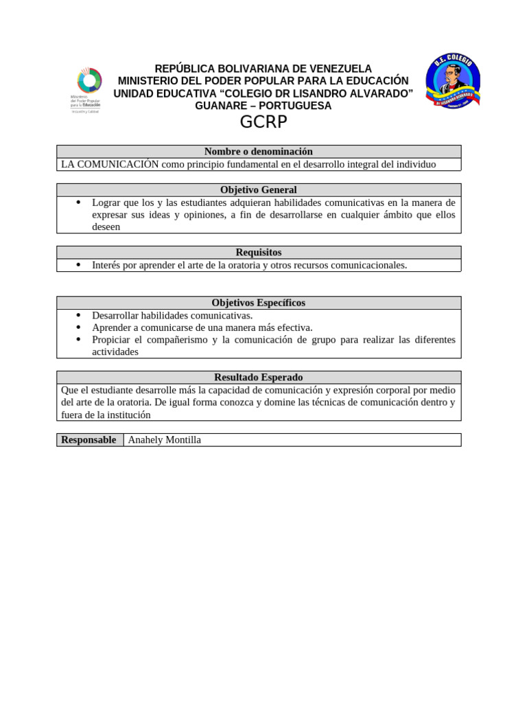 Proyecto de Grupo Estable | PDF