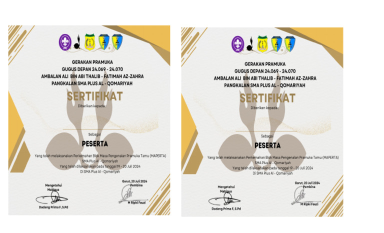 Sertifikat Pramuka | PDF
