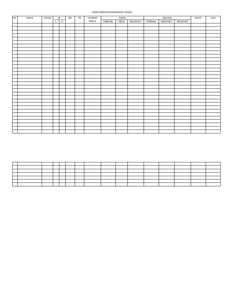 Form Skrining Kesehatan Siswa | PDF
