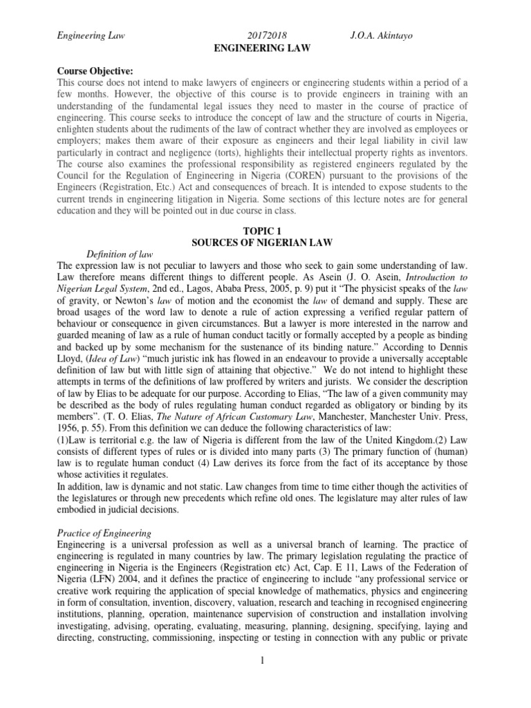 Akintayo Engineering Law 2022 | PDF