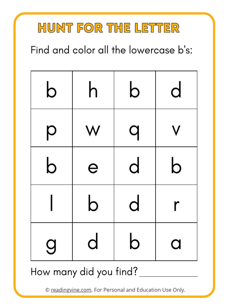 Hunt for the Lowercase Letter B Activity | PDF