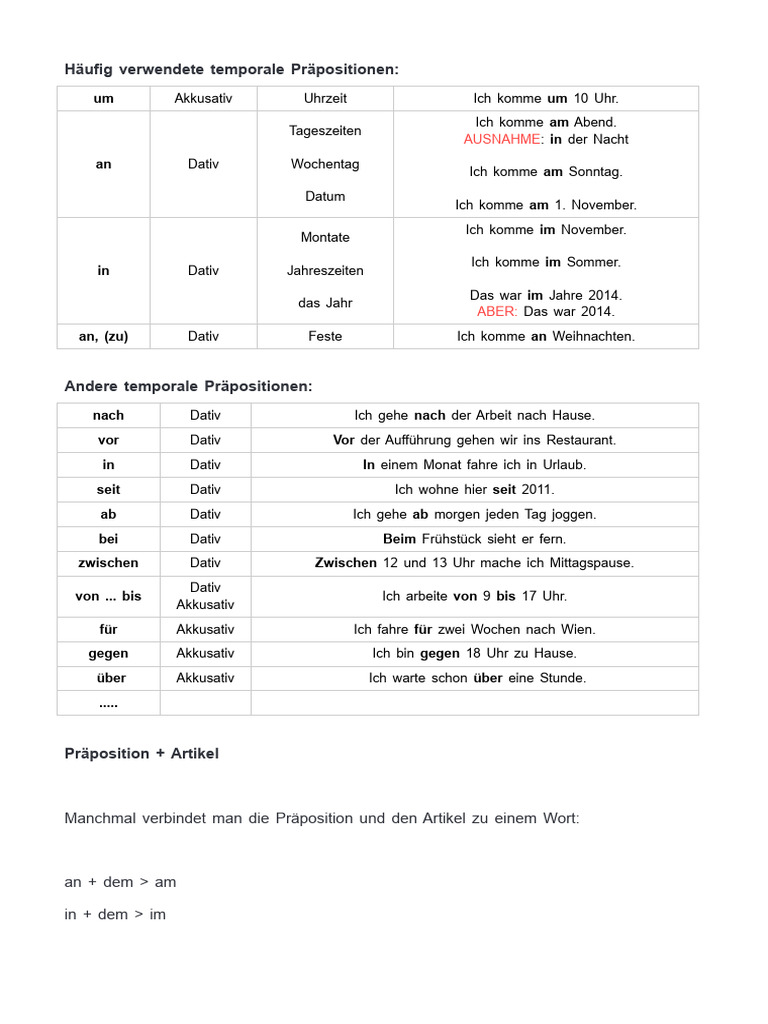 Temporale_Präpositionen | PDF
