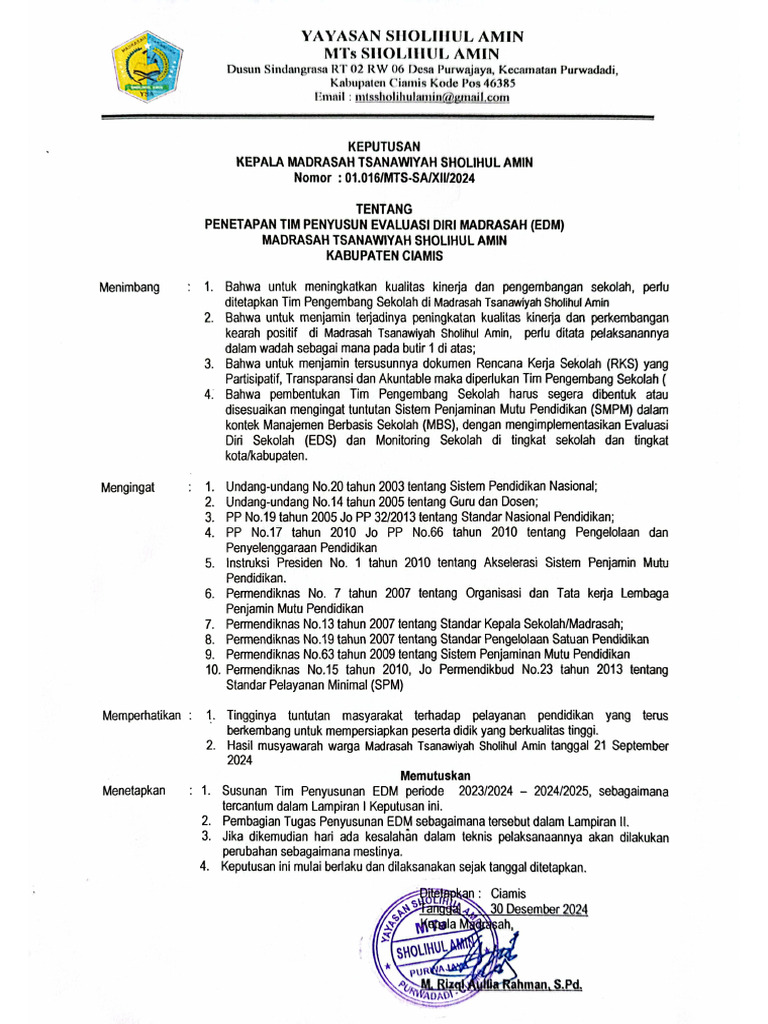 SK Tim Penjamin Mutu EDM | PDF