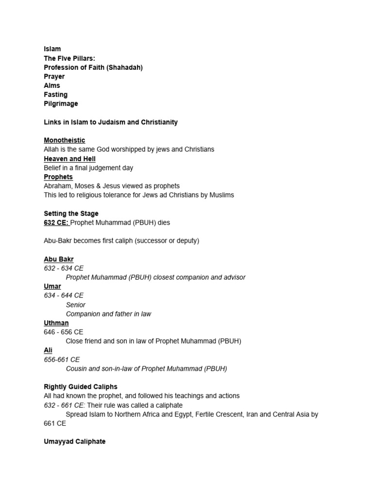 Islam Intro To AP World History 9th Grade Notes | PDF