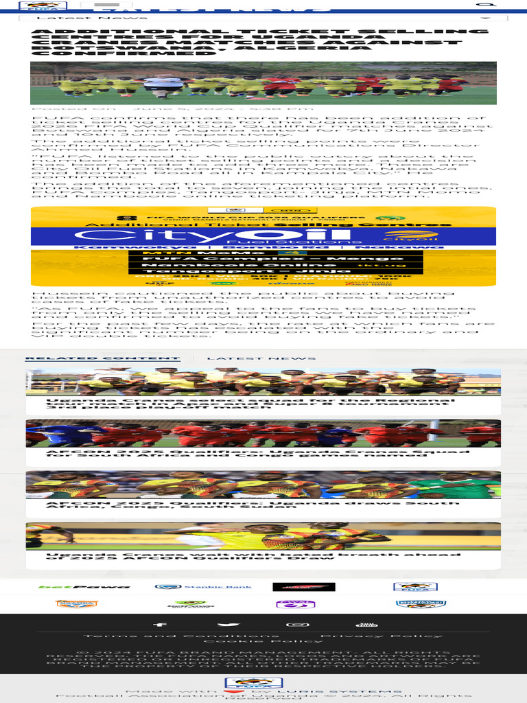 Uganda Cranes Ticket Centers Expanded | PDF | Uganda | International ...