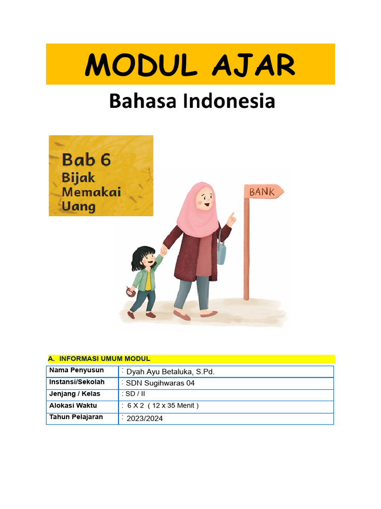 Modul Ajar Kelas 6 SD bahasa indonesia | PDF