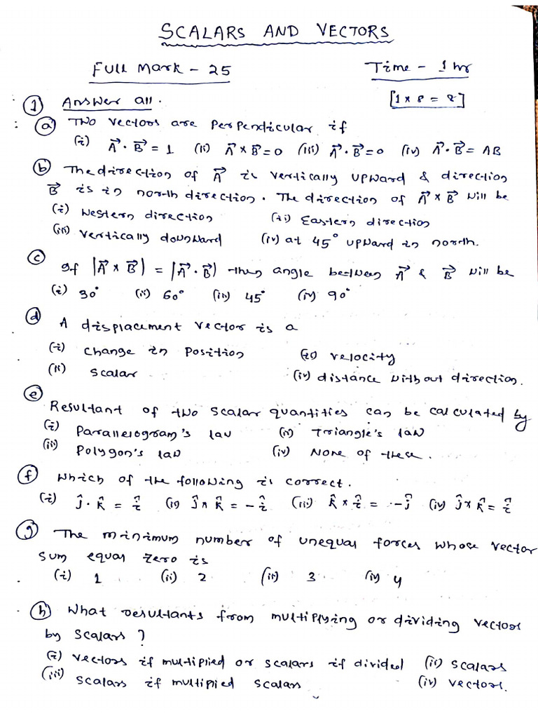 Scalar and Vector 25 Marks | PDF