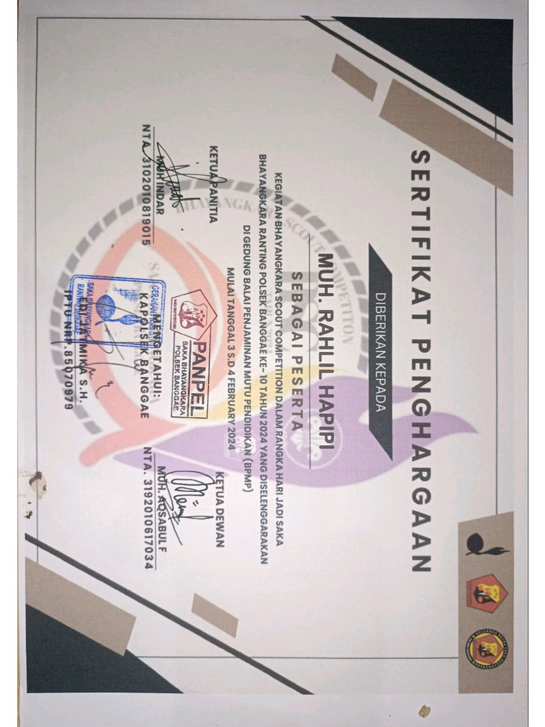 Muh. Rahlil Hapipi - Sertifikat Scout | PDF