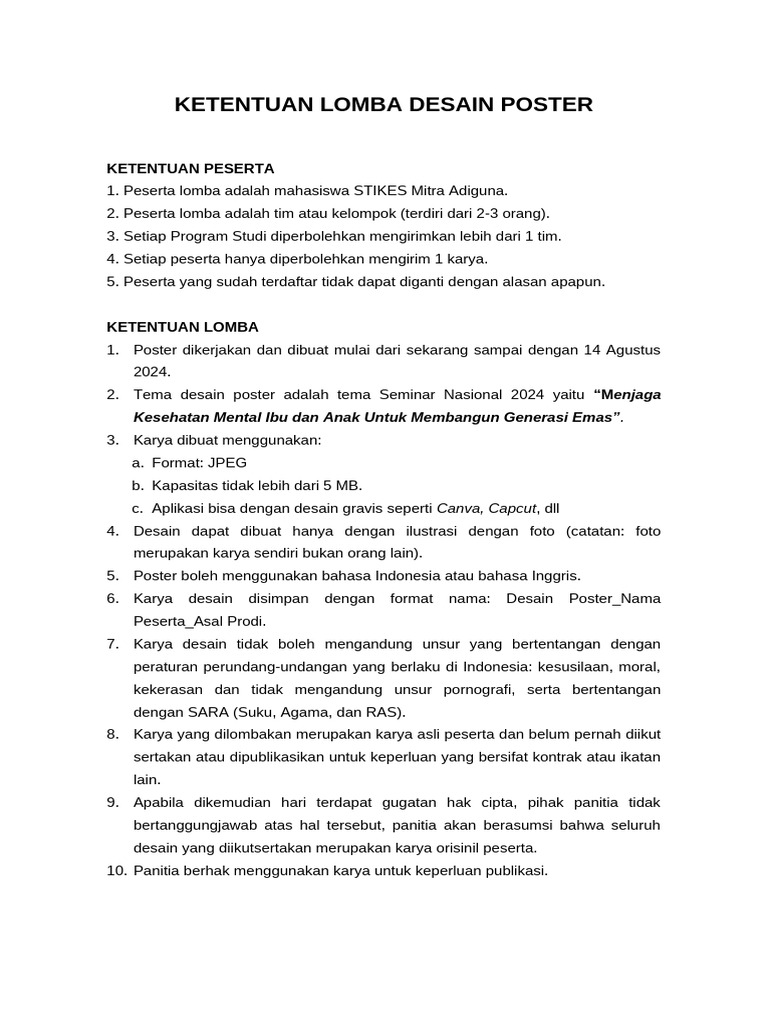 Ketentuan Lomba Desain Poster Pdf