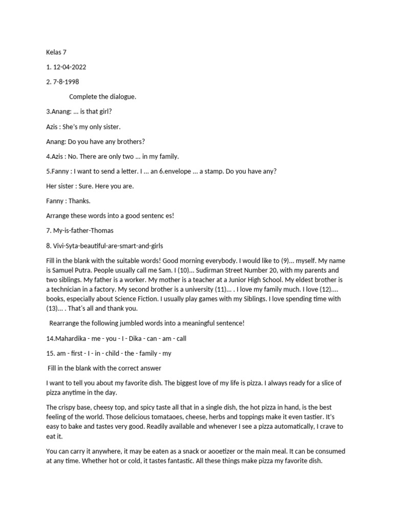 Soal AYU 2024 Sumantif | PDF