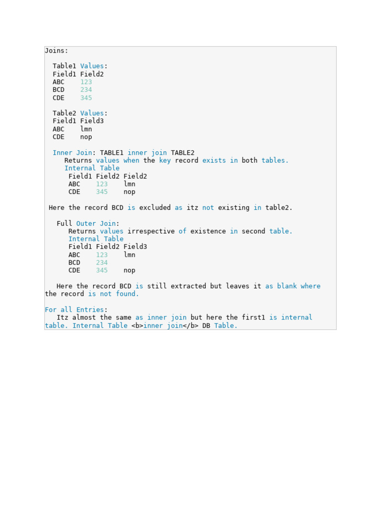 Joins Statements in Sap Abap | PDF Joins Statements in Sap Abap | PDF