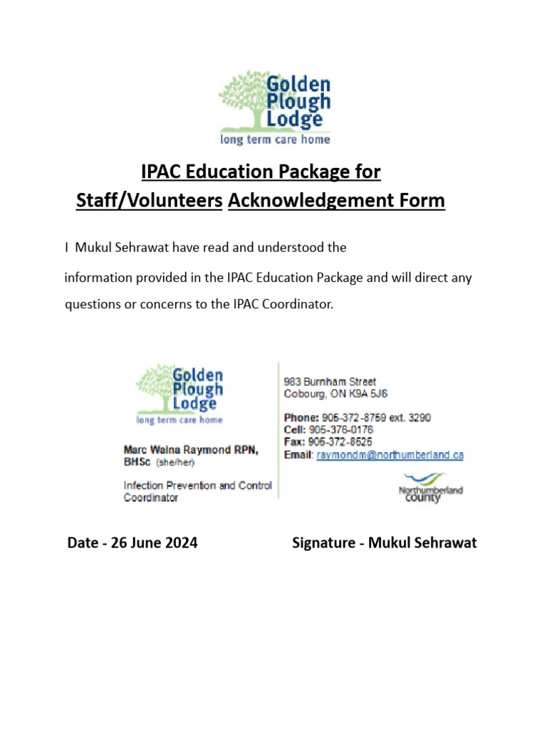 IPAC Education Package Acknowledgement Form | PDF