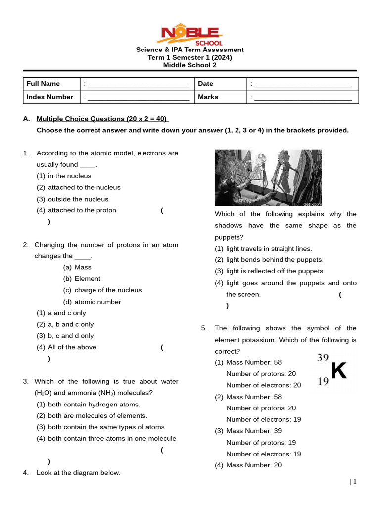 Science & Ipa Mid 2 Term 1 Fix Print | PDF
