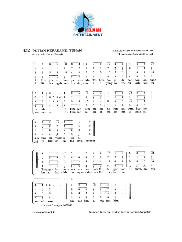 Ps-432-Pujian Kepadamu Tuhan | PDF