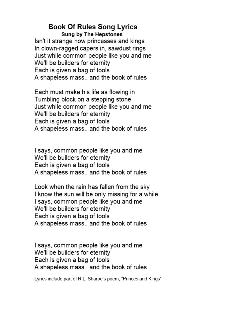 Book of Rules Lyrics | PDF