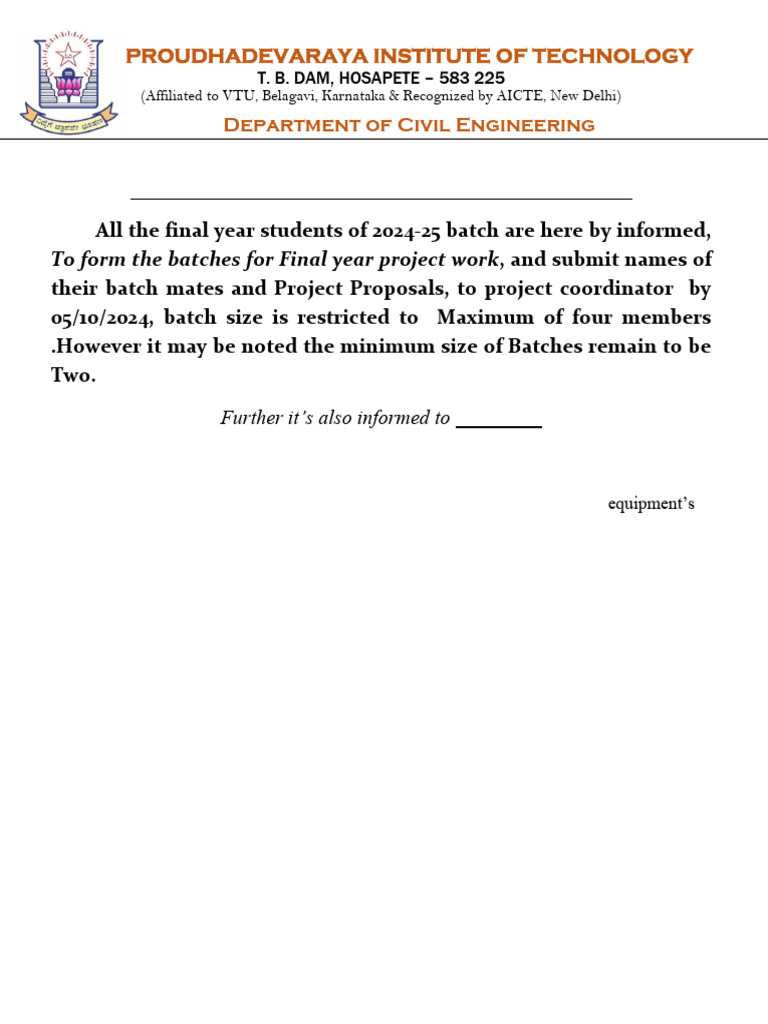 2024 Project Work Circular | PDF