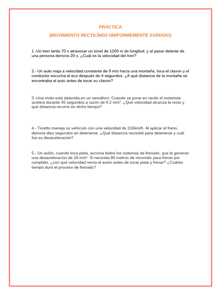 Practica de Mruv. - 1 | PDF