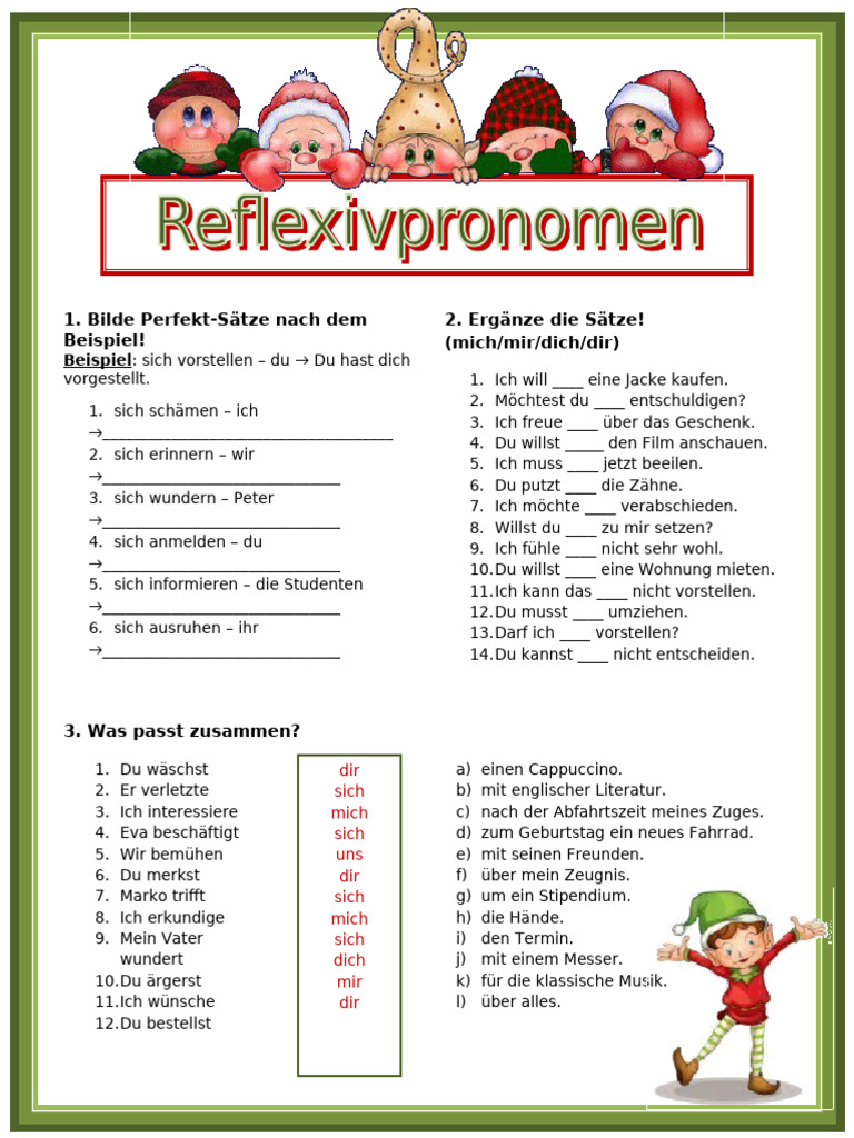 Reflexivpronomen-Arbeitsblatter 36382 | PDF