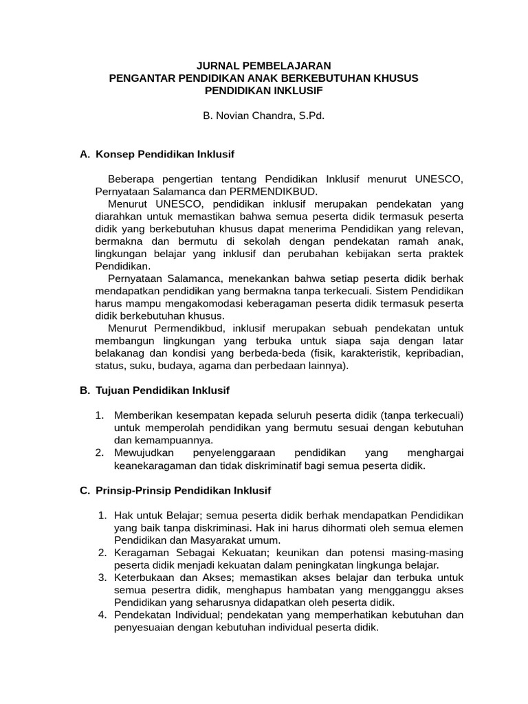 Jurnal Modul 3 Pendidikan Inklusif | PDF