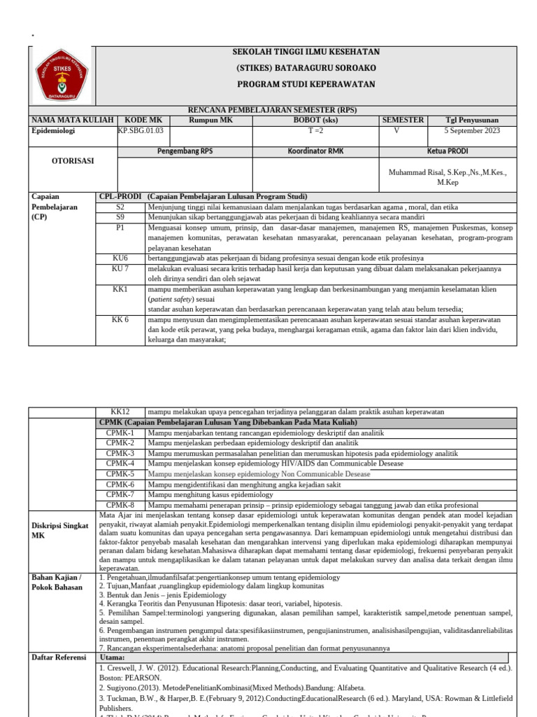 RPS Epidemiologi | PDF