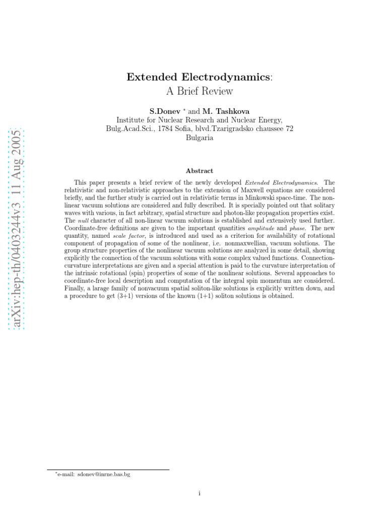 Overview of Extended Electrodynamics | PDF | Field (Physics) | Momentum