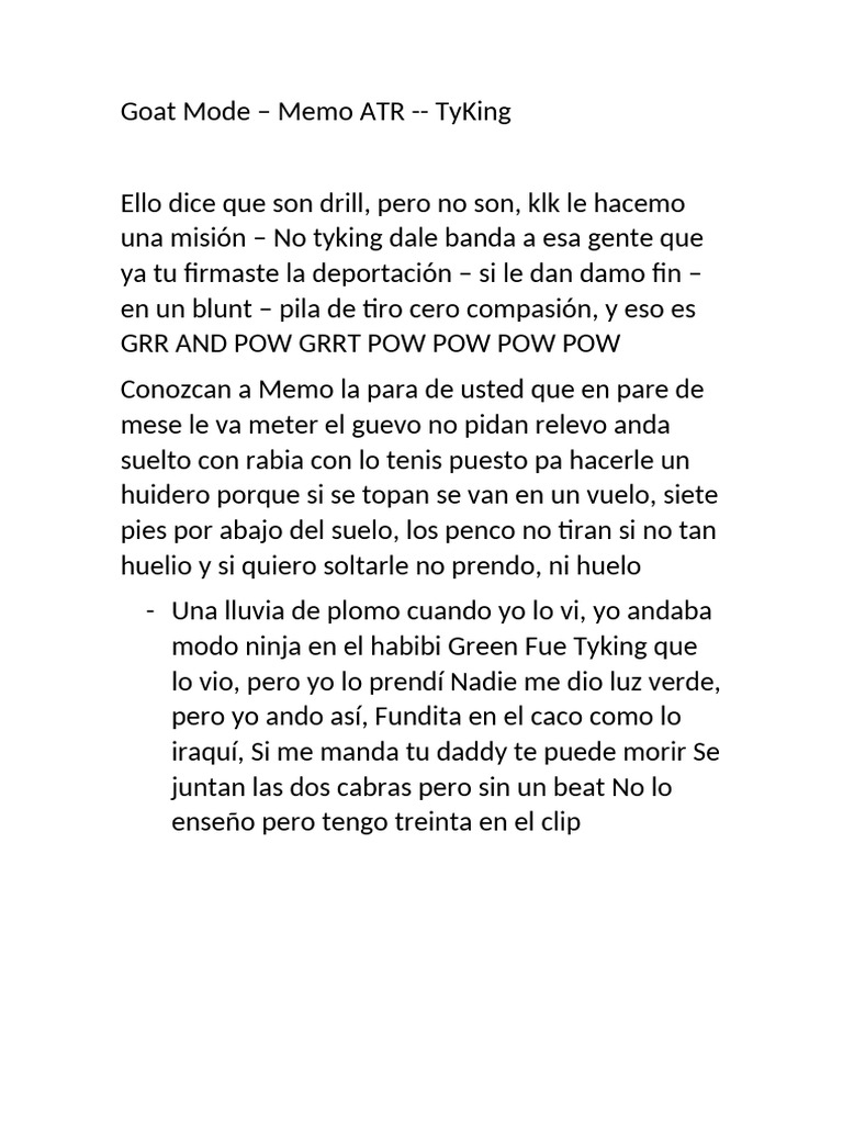 Goat Mode – Memo ATR -- TyKing | PDF
