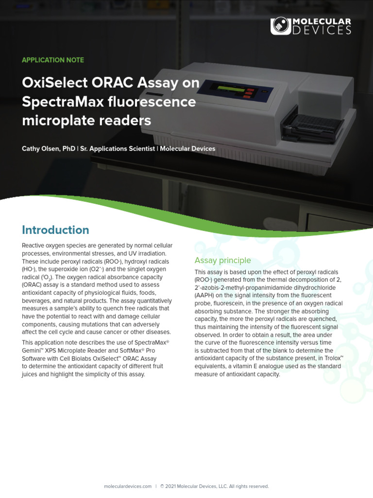 Oxiselect Orac Assay On Spectramax Fluorescence Microplate Readers | PDF