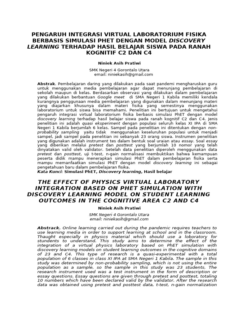 Laboratorium Fisika Berbasis PhET Simulasi | PDF