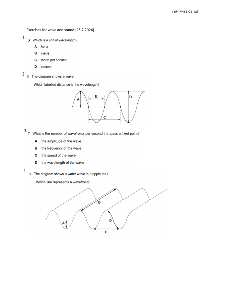 Exercises For Wave and Sound | PDF