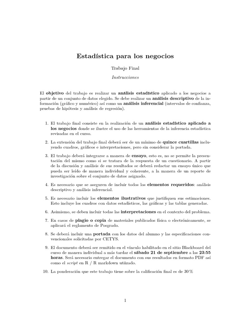 Instrucciones Trabajo Final | PDF