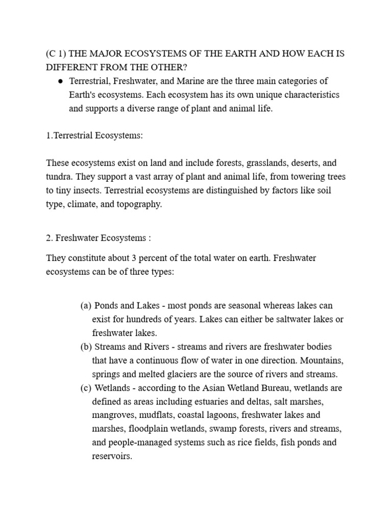 Important Ecosystems | PDF
