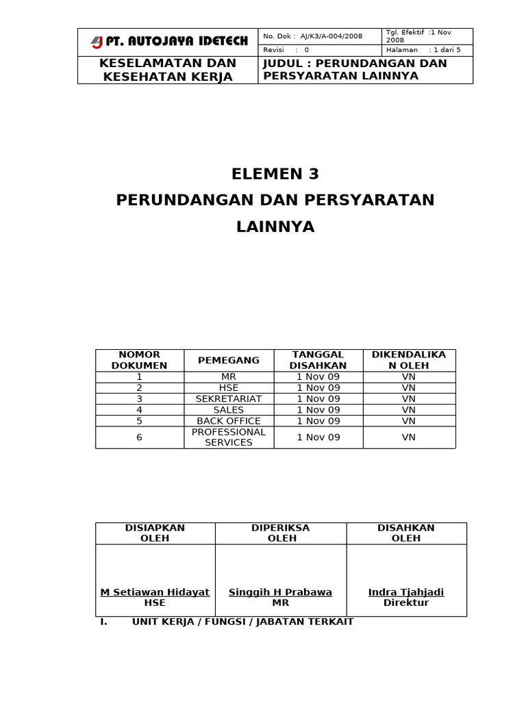Elemen 3 Persyaratan Perundangan dan lainnnya | PDF