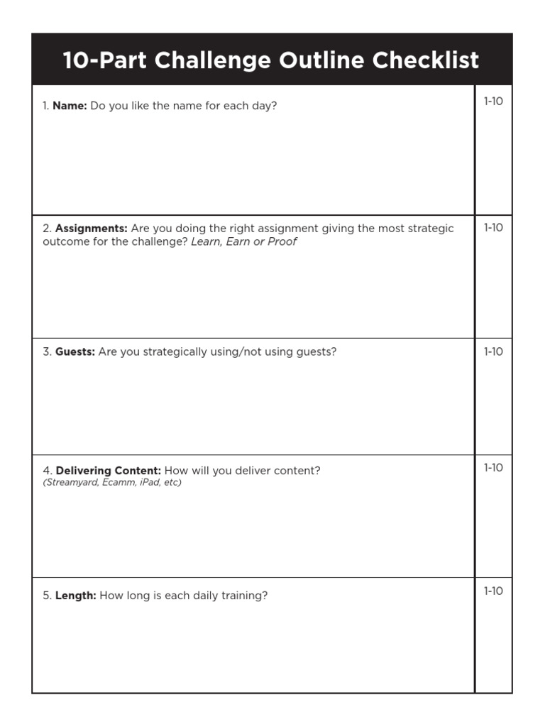 ChallengeOutlineChecklist Fillable | PDF
